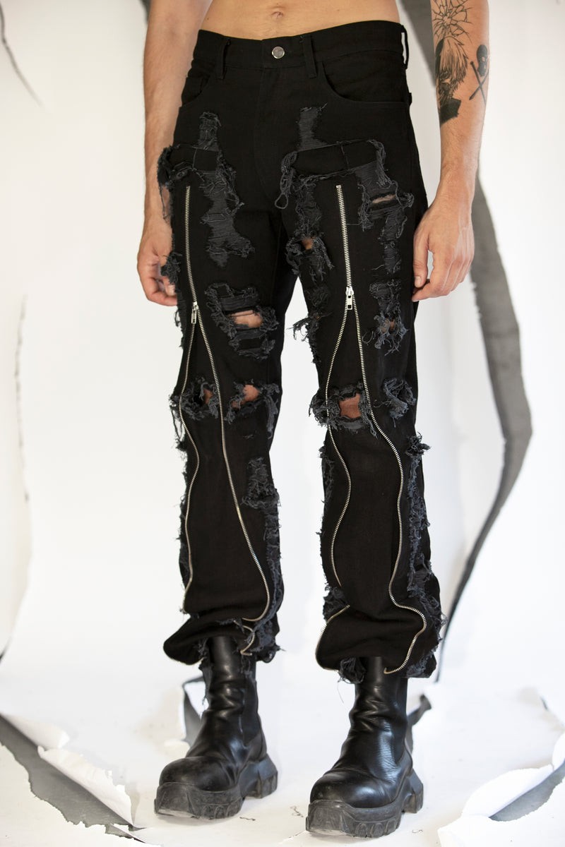 DISTRESSED ZIP DENIM – SXVSU